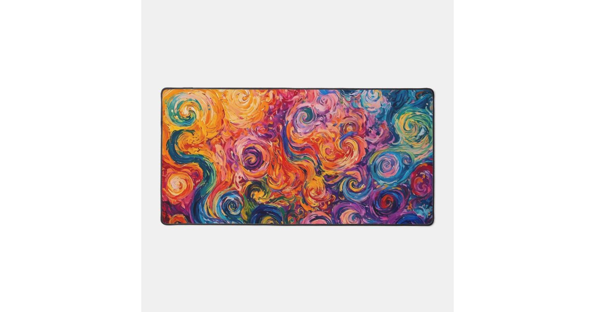 Psychedelic Swirls Oil Painting Desk Mat | Zazzle