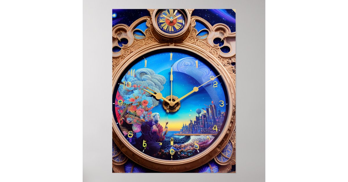 "Psychedelic Time Warp: AI-Generated Trippy Detail Poster | Zazzle