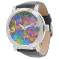 psychedelic watch-always party time! neon rainbow watch | Zazzle