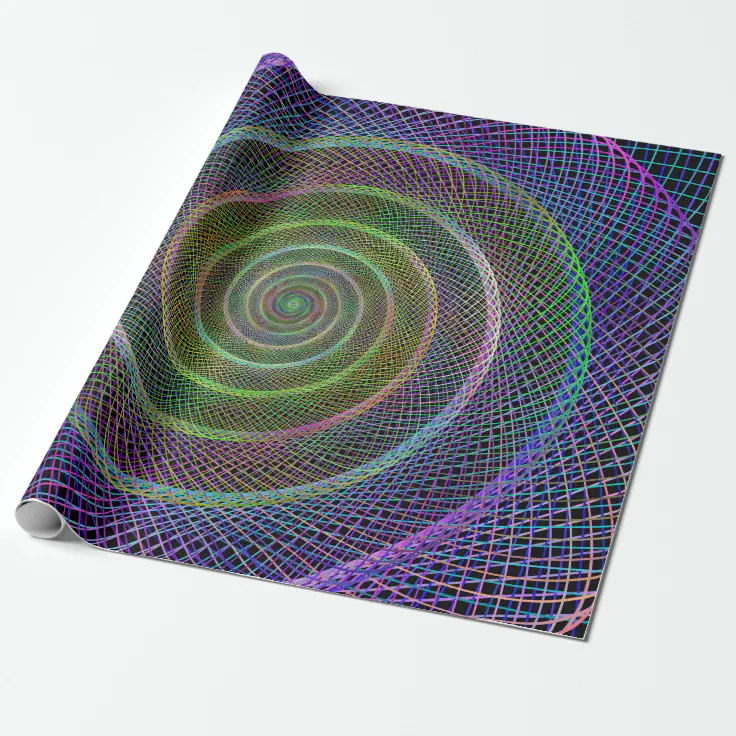 Psychedelic Webbed Spiral Wrapping Paper | Zazzle