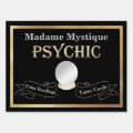 Psychic Crystal Ball Gold and Black Sign | Zazzle