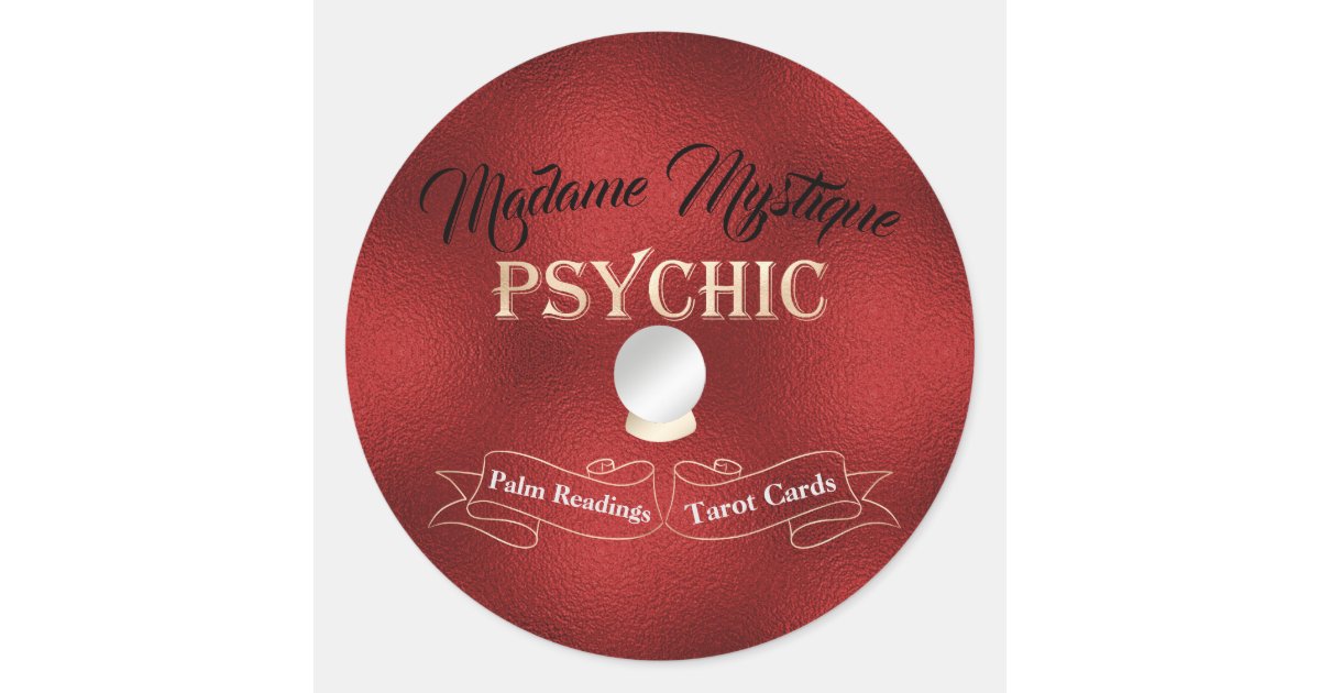 Psychic Crystal Ball Gold and Red Classic Round Sticker | Zazzle