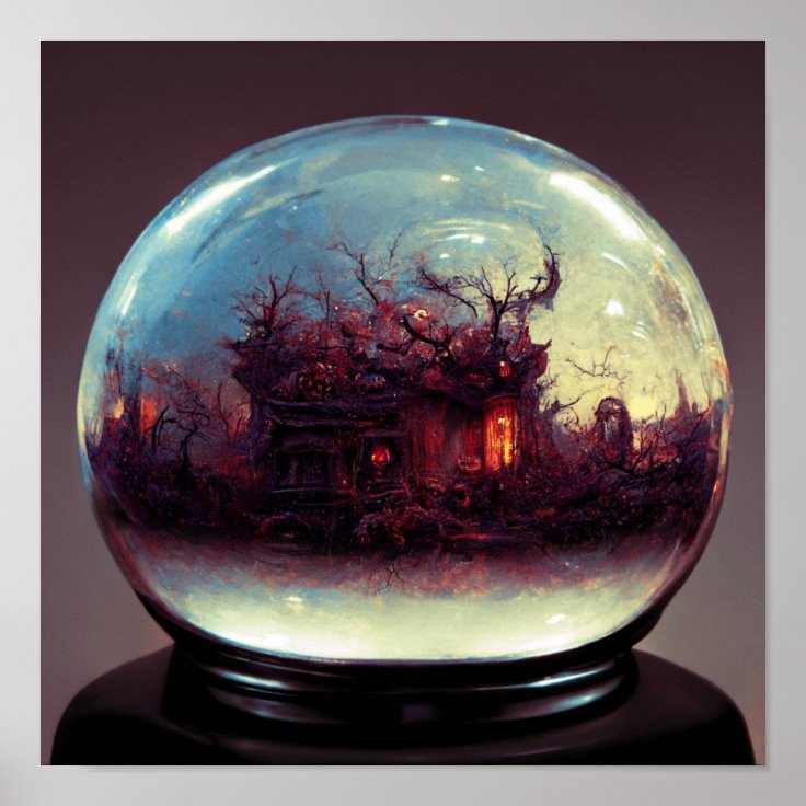 Psychic Crystal Ball Spooky Poster | Zazzle
