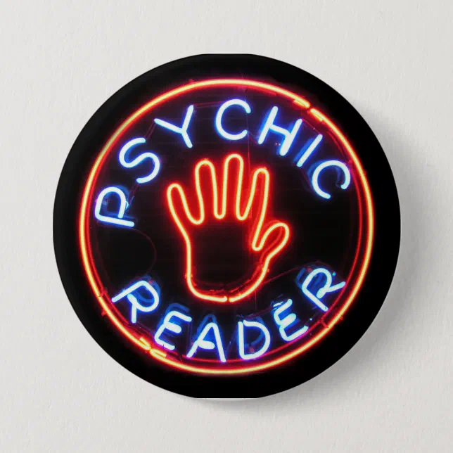 Psychic Reader Neon Sign Pinback Button | Zazzle