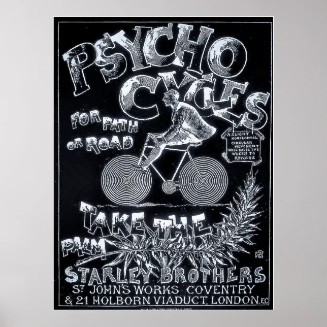 Psycho Cycles For Path or Road - Vintage Bike Ad Poster | Zazzle