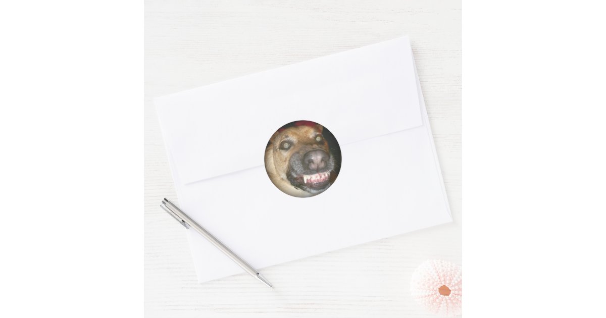 Psycho German Shepherd Dog Scary Evil Classic Round Sticker | Zazzle