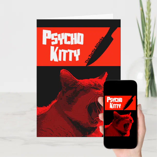 Psycho Kitty Happy Halloween Card | Zazzle