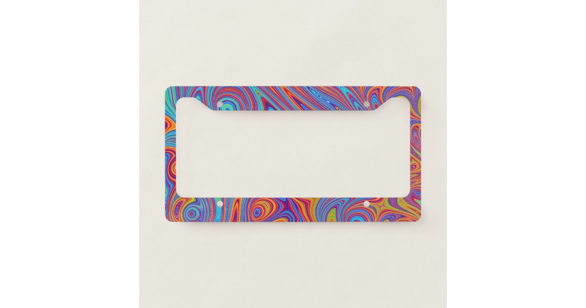 psychodelic textures license plate frame | Zazzle