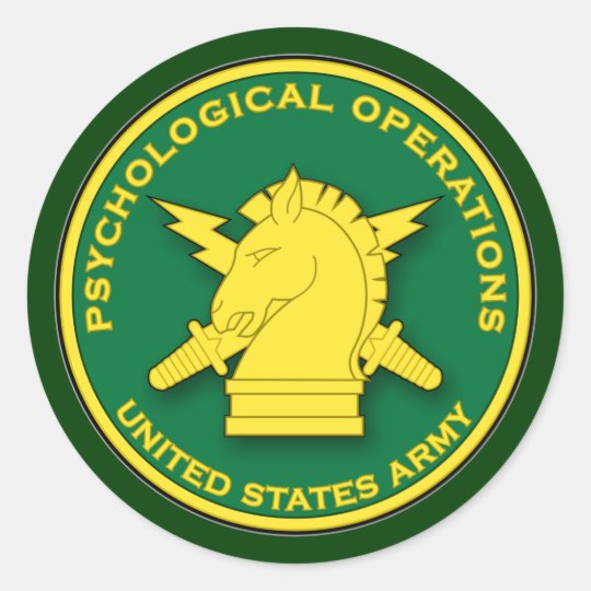 Psychological Operations plaque image Classic Round Sticker | Zazzle.com