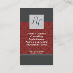 Psychologist and Medical Business Card - Monogram | Zazzle