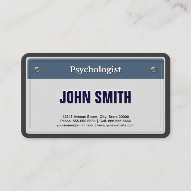 Psychologist Cool Car License Plate Business Card | Zazzle