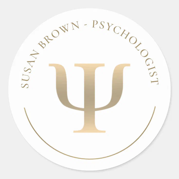 Psychologist Gold Psi Symbol Classic Round Sticker | Zazzle