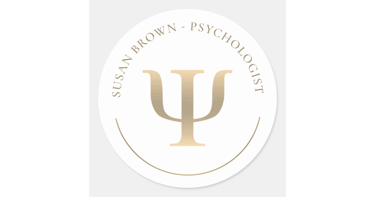 Psychologist Gold Psi Symbol Classic Round Sticker | Zazzle