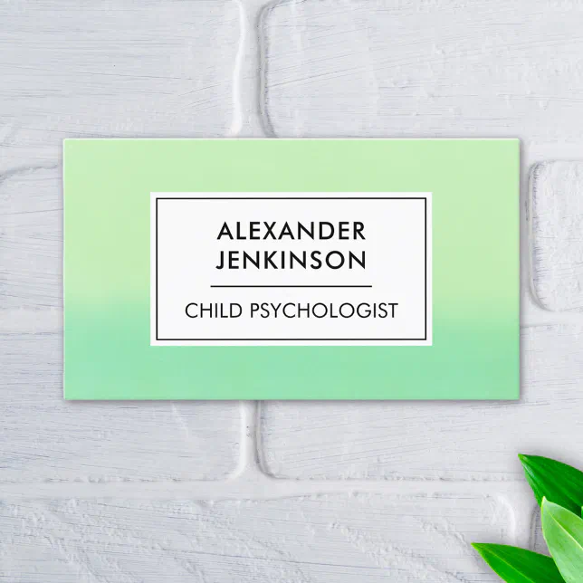 Psychologist LCSW Psychiatrist Modern Green Ombre Business Card | Zazzle