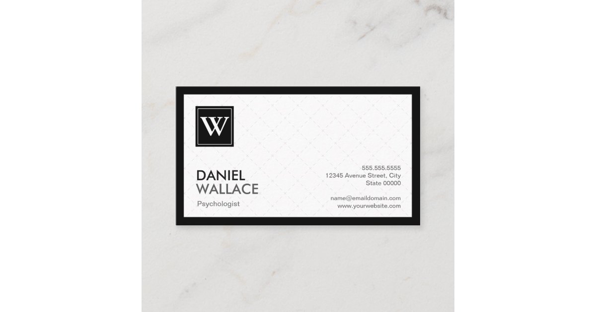 Psychologist - Modern Grid Monogram Business Card | Zazzle