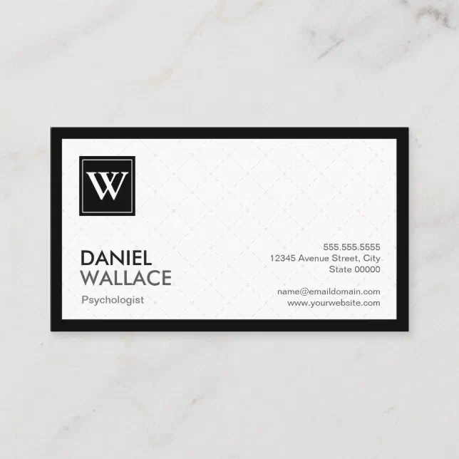 Psychologist - Modern Grid Monogram Business Card | Zazzle