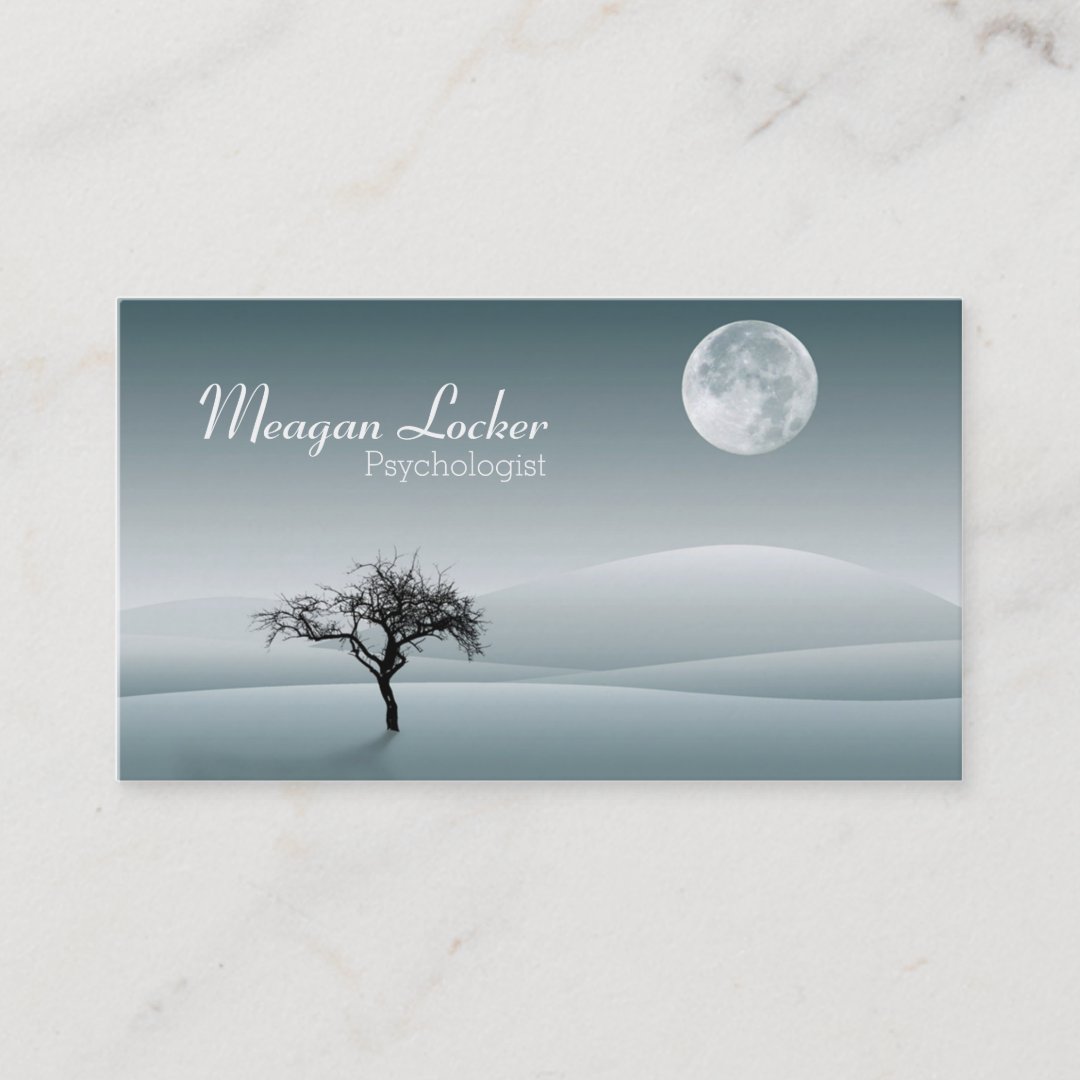 Psychologist - Moon and Solitude Tree Business Card | Zazzle