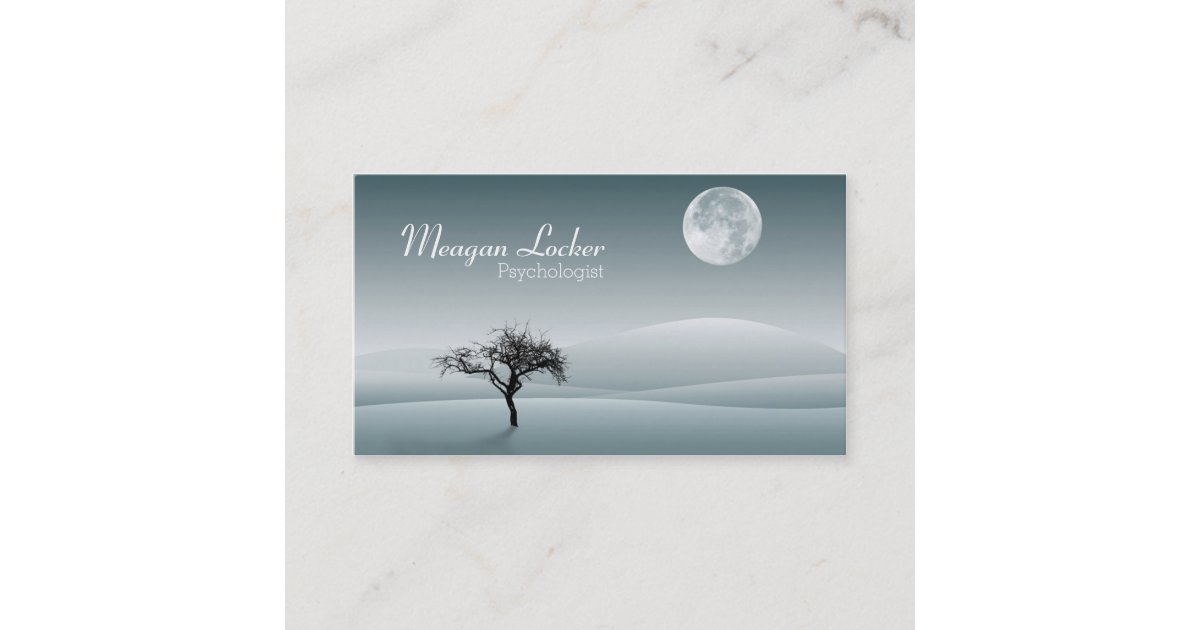 Psychologist - Moon and Solitude Tree Business Card | Zazzle
