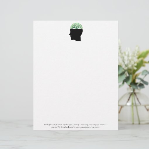 Psychologist Office Tree Modern Custom Counselor Letterhead | Zazzle