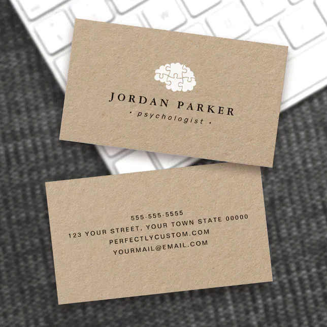 Psychologist psychiatrist counselor Kraft paper Business Card | Zazzle