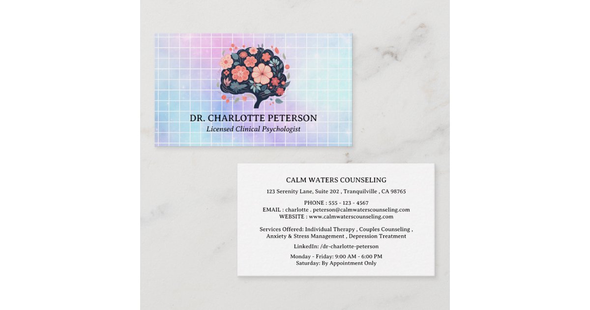 Psychologist Psychotherapy Counselor Business Card | Zazzle