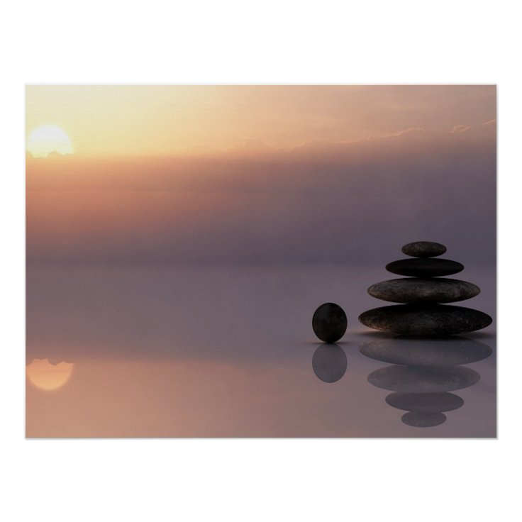 Psychologist Therapist Zen Stones, Sunset, Yoga Poster | Zazzle