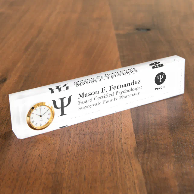 Psychology Professional Personalized Psi Symbol Desk Name Plate | Zazzle