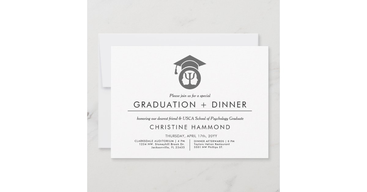 Psychology School Graduation | Minimalist Invite | Zazzle