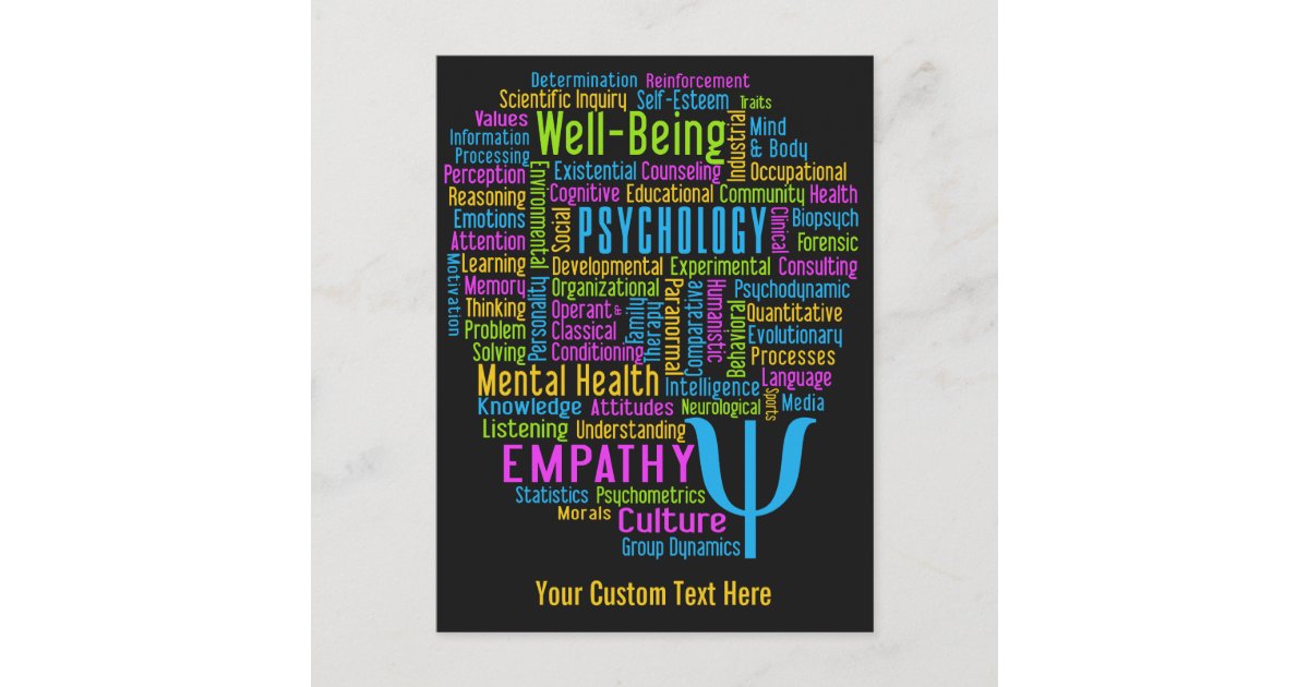 PSYCHOLOGY Word Cloud custom postcard | Zazzle
