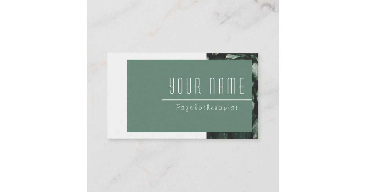 Psychotherapist Calm Green Nature Minimal Modern Business Card | Zazzle