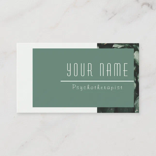Psychotherapist Calm Green Nature Minimal Modern Business Card | Zazzle