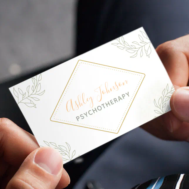 Psychotherapy Counseling Pretty Calligraphy White Business Card | Zazzle
