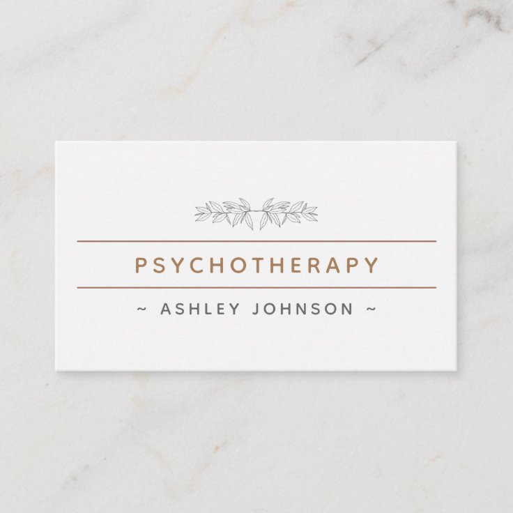 Psychotherapy Drawn Greenery Nature Botanical Boho Business Card | Zazzle