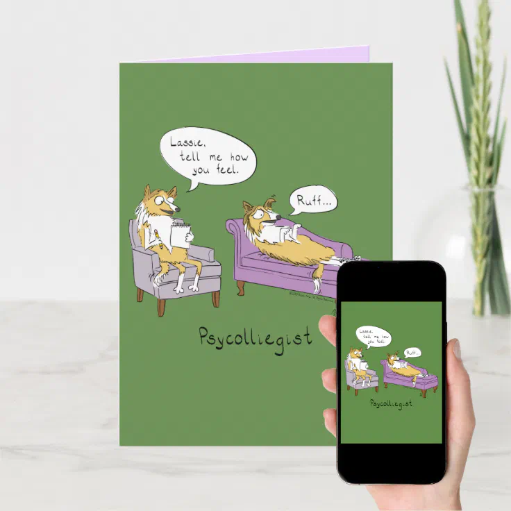 Psycolliegist - Funny Dog Psychologist Card | Zazzle