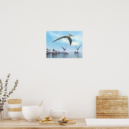 Pteranodon dinosaurs flying - 3D render Poster | Zazzle