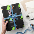 Ptero-ble Puns Are Rawrsome Dinosaur Pun Dark BG Wrapping Paper | Zazzle