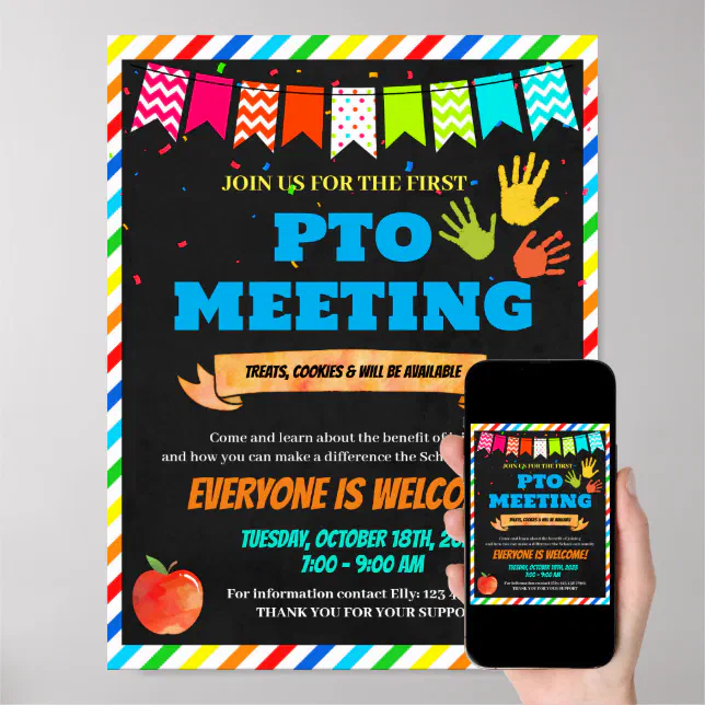 PTO PTA Meeting school template Poster | Zazzle