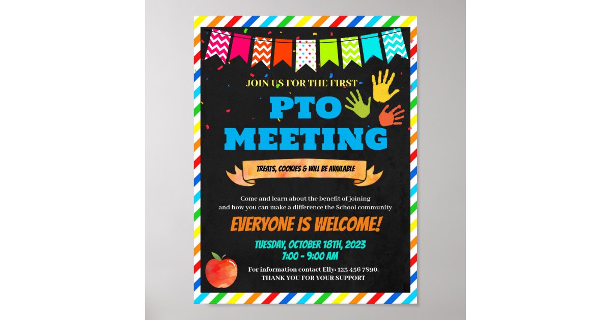 PTO PTA Meeting school template Poster | Zazzle