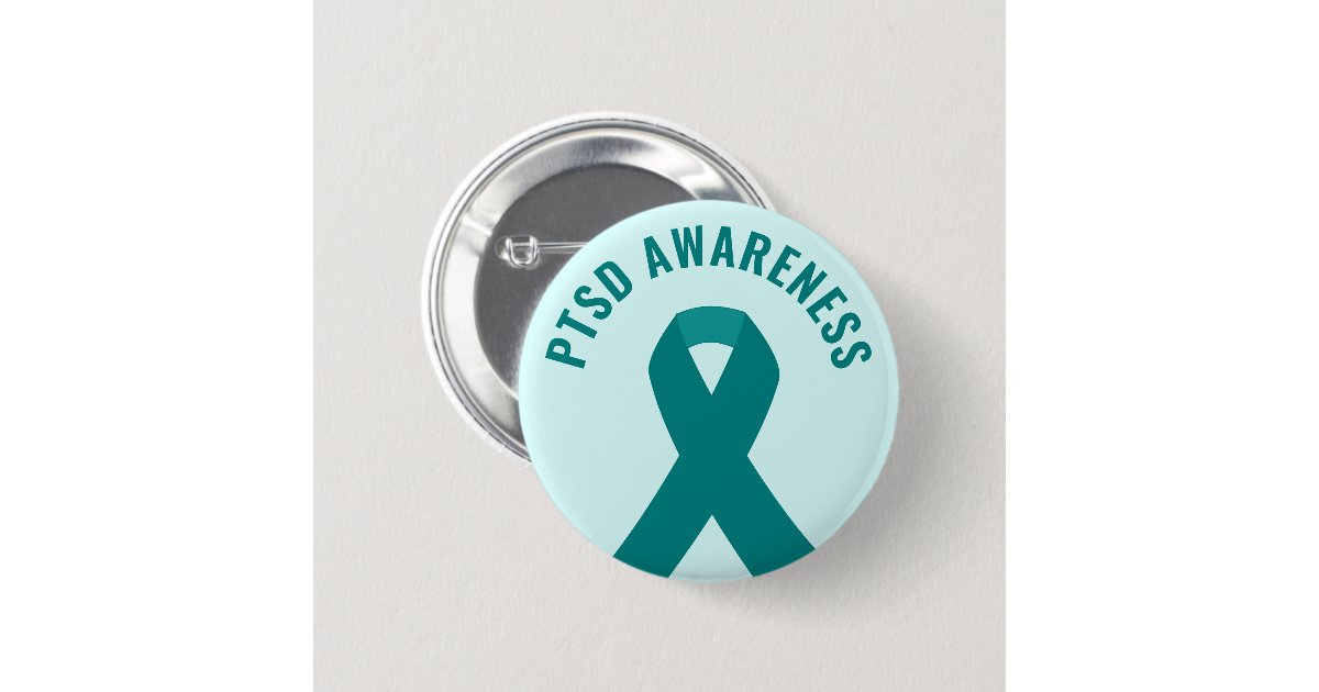 PTSD Awareness Teal Ribbon Button | Zazzle