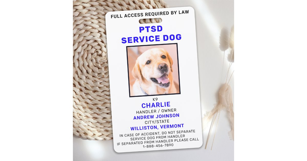 PTSD Service Dog Photo ID Badge | Zazzle
