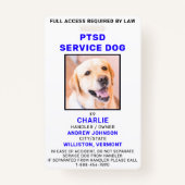 PTSD Service Dog Photo ID Badge | Zazzle
