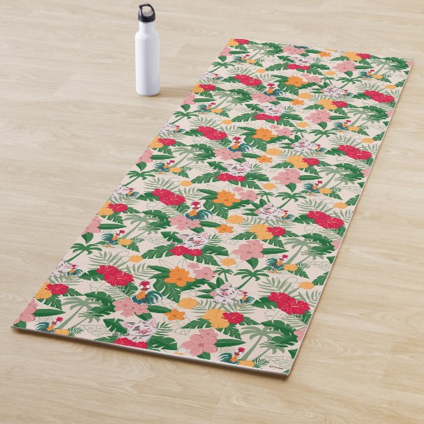 Pua and Heihei Tropical Pattern Fabric | Zazzle