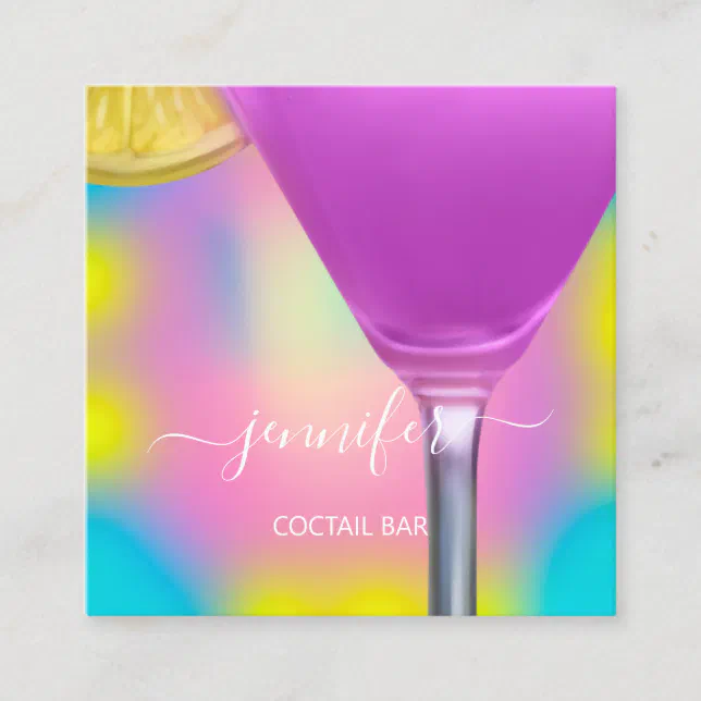 Pub Drinks Bar Restaurant Logo Lounge Logo Pink Square Business Card ...