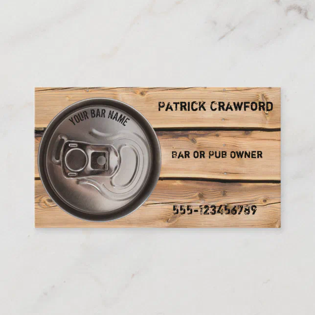 Pub Or Bar Owner Beer Can Business Card | Zazzle