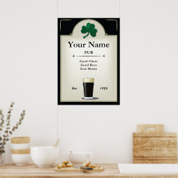 Pub Sign, Irish Pub, Personalized Poster | Zazzle