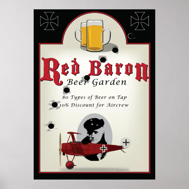 Pub Sign, Red Baron Beer Garden Poster | Zazzle