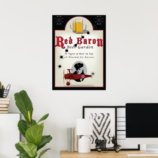 Pub Sign, Red Baron Beer Garden Poster | Zazzle
