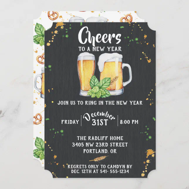 Pub Style New Year Party Invitation | Zazzle