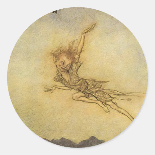 Puck, A Sprite by Arthur Rackham Sticker Fairy Imp | Zazzle
