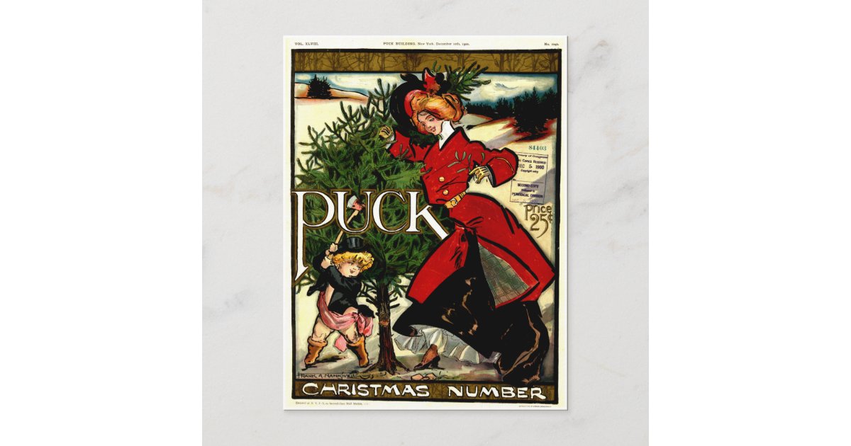 Puck Magazine Christmas 1900 Holiday Postcard | Zazzle